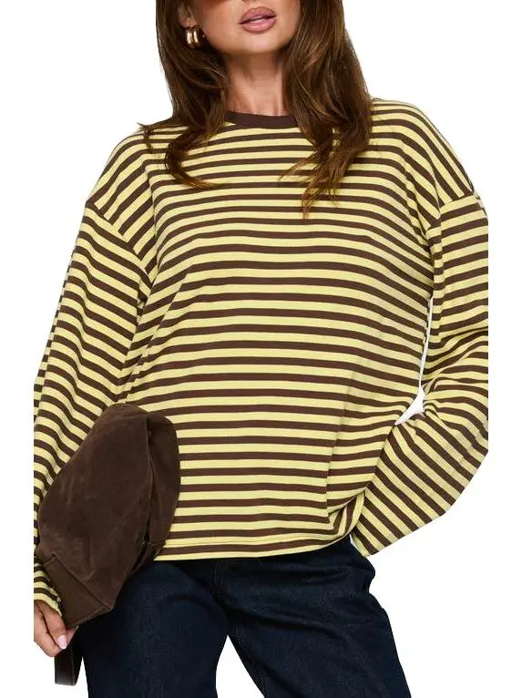Princess Polly Striped Oversized T-shirt - Brown
