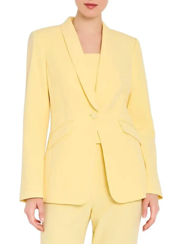 TAHARI ASL Shawl Collar Button Blazer - Buttercup