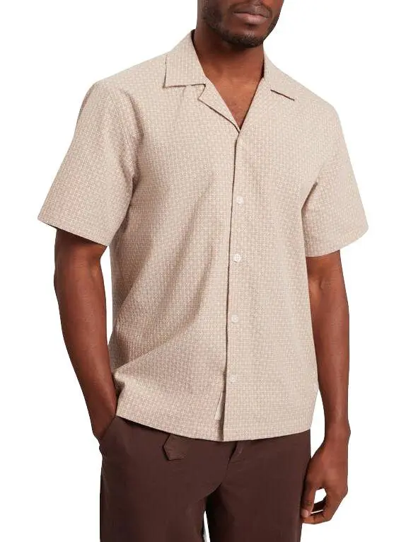 Ted Baker London Merrick Geo Print Cotton Camp Shirt - Beige