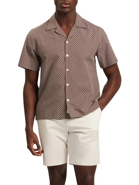 Ted Baker London Merrick Geo Print Cotton Camp Shirt - Brown