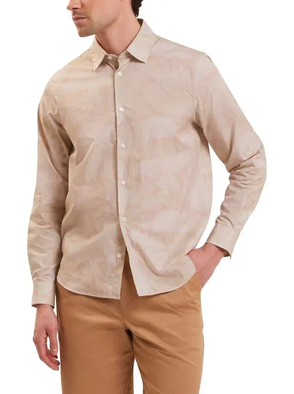 Ted Baker London Ocania Regular Fit Floral Cotton Button-up Shirt - Beige/ecru