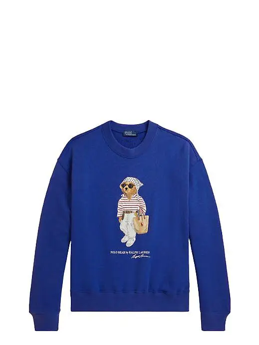 Polo Ralph Lauren Bear-motif Cotton-jersey Sweatshirt - Gala Blue