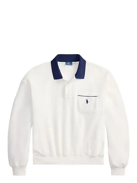 Polo Ralph Lauren Terry Logo-embroidered Cotton-jersey Polo Shirt - White
