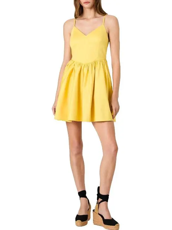 French Connection Lilah Stretch Ballerina Mini Dress - Daisy Yellow