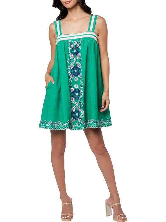 CIEBON Daina Floral A-line Babydoll Minidress - Green Multi