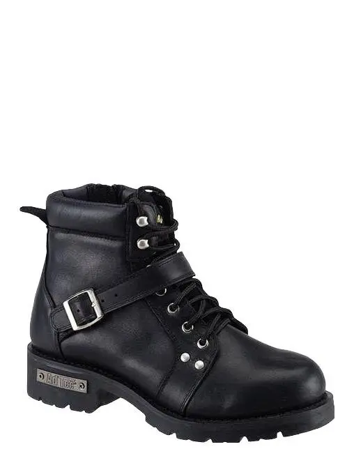 RIDETECS 6" Lace Up Boot With Zipper - Black