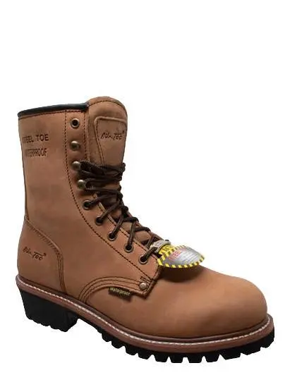 ADTEC 9" Waterproof Steel Toe Logger Boots - Brown