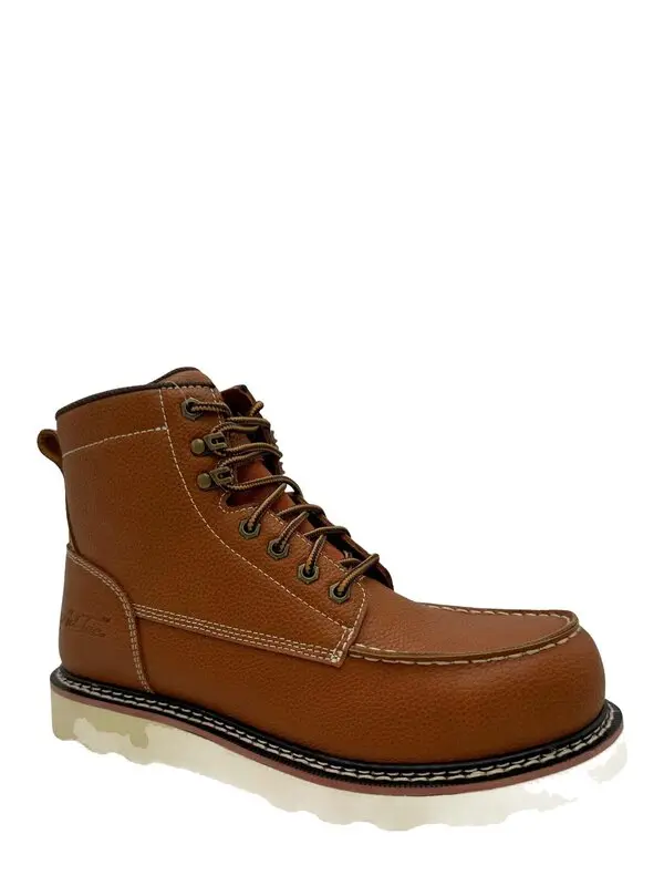 ADTEC 6" Comp Toe Moc Work Boots - Tumble Brown