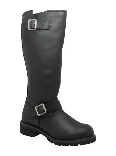 RIDETECS 16" Engineer Biker Boots With Zipper - Black