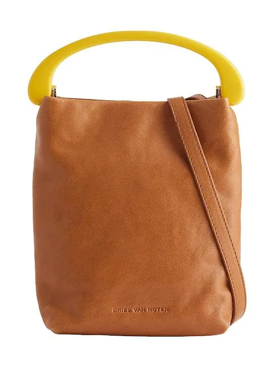 Dries Van Noten Resin-handle Micro Leather Cross-body Bag - Tan