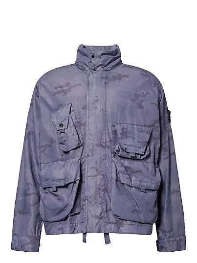 Stone Island Camo Compass-badge Ripstop Field Jacket - Blue Grey