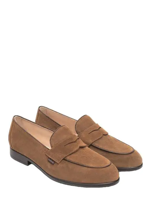 NEROGIARDINI Suede Penny Loafer - Camel