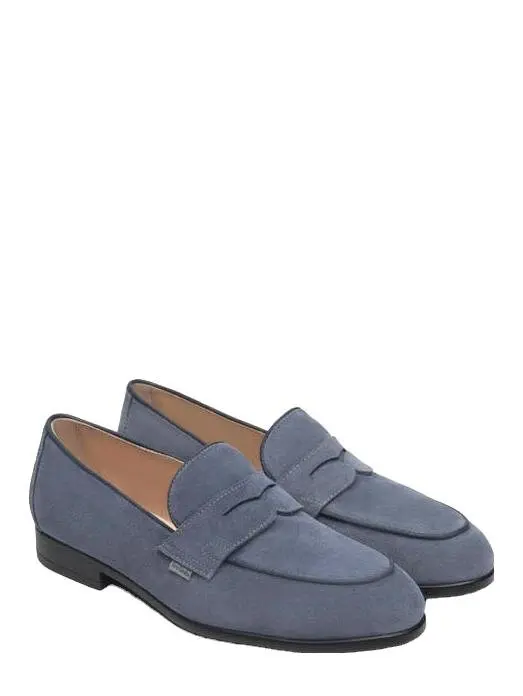 NEROGIARDINI Suede Penny Loafer - Jet Blue