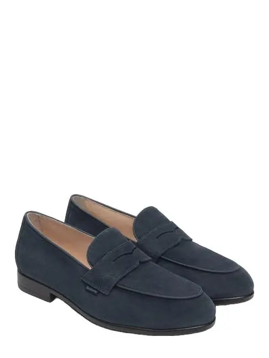 NEROGIARDINI Suede Penny Loafer - Navy