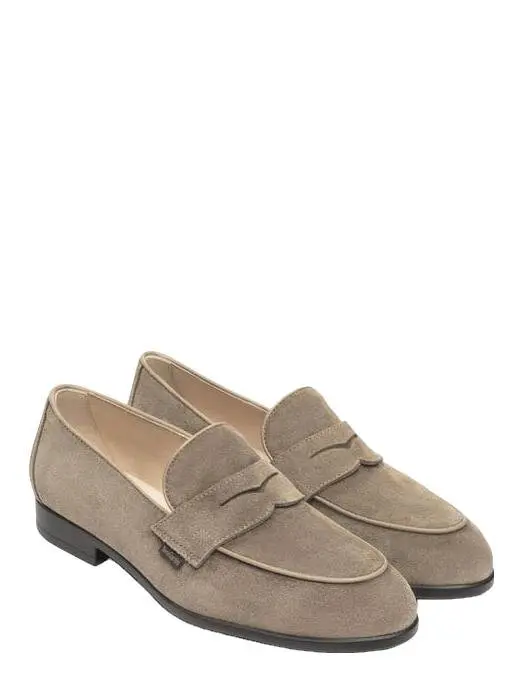 NEROGIARDINI Suede Penny Loafer - Taupe