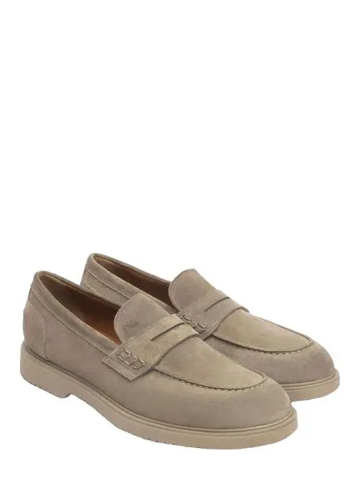 NEROGIARDINI Suede Penny Loafer - Taupe