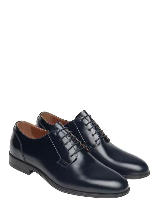 NEROGIARDINI Plain Toe Leather Derby - Navy