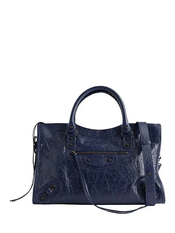 Balenciaga Le City Medium Leather Shoulder Bag - Dark Maree