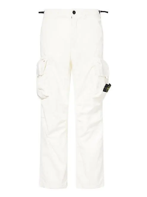 Stone Island Compass-badge Ripstop Cotton-blend Cargo Trousers - Ivory