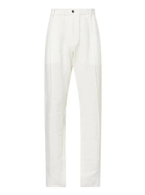 Emporio Armani Straight-leg Mid-rise Linen Trousers - Cloud Dancer