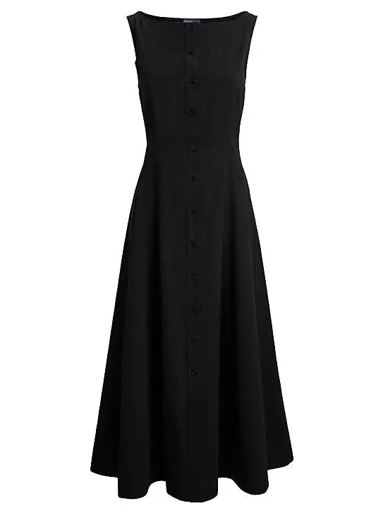 Polo Ralph Lauren Panelled A-line Cotton Midi Dress - Polo Black