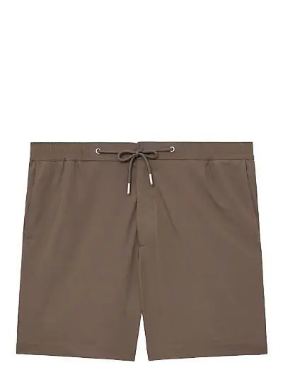 REISS Drawstring-waist Stretch-woven Shorts - Mocha Brown