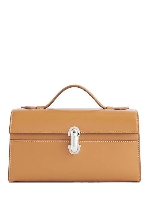 Savette Symmetry Pochette Leather Top-handle Bag - Saddle