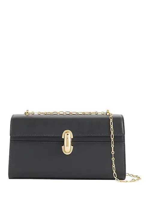 Savette Chain Symmetry Pochette Leather Shoulder Bag - Black