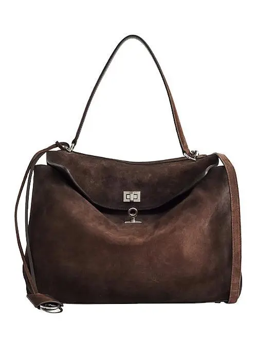 Balenciaga Rodeo Medium Suede Top-handle Bag - Light Espresso