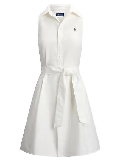 Polo Ralph Lauren Sleeveless Logo-embroidered Shirt Dress - Bsr White
