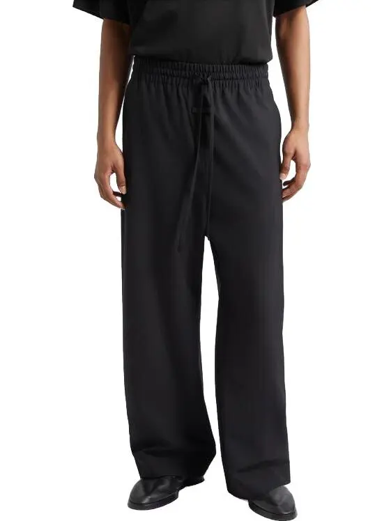 Fear Of God Virgin Wool Wide Leg Drawstring Pants - Black