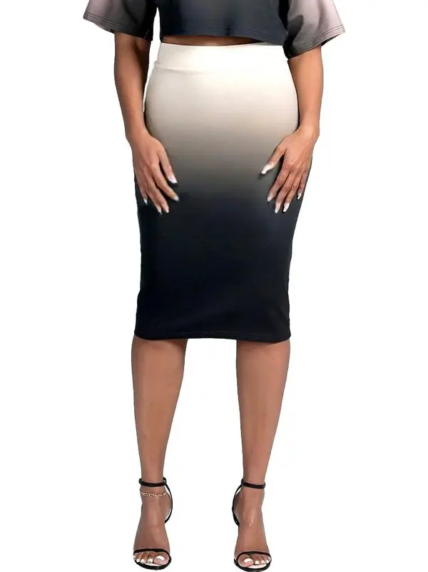 DAI MODA Ombré Pencil Skirt - Black