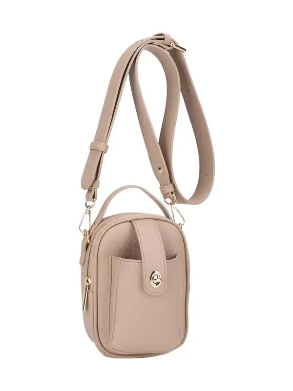 MALI + LILI Parker Faux Leather Crossbody - Taupe