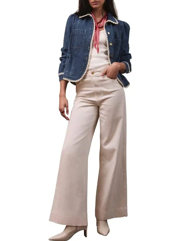 Mint Velvet Wide Leg Jeans - Ivory