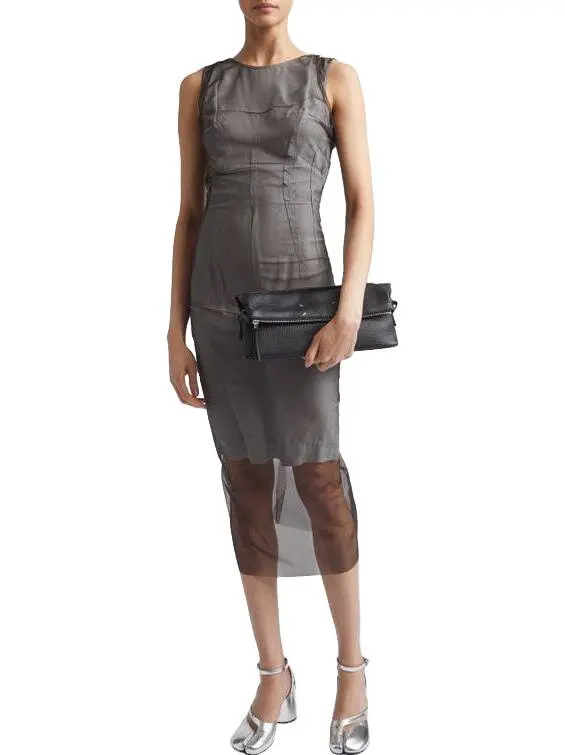 MAISON MARGIELA Sheer Midi Dress - Brown/light Grey