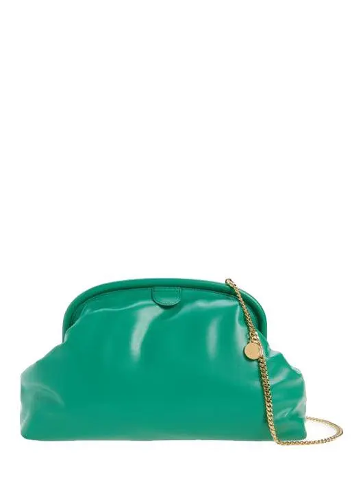 Stella McCartney Falabella Padded Faux Leather Clutch With Chain - Bright Green