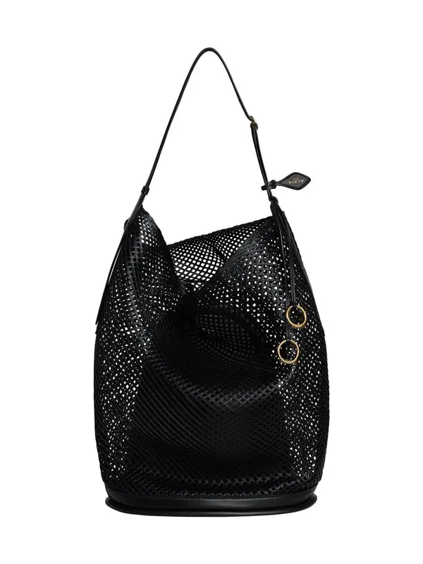 Alaïa Large Leather Net Hip Bucket Bag - Black