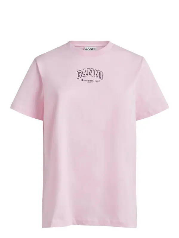 GANNI Organic Cotton Logo T-shirt - Pink