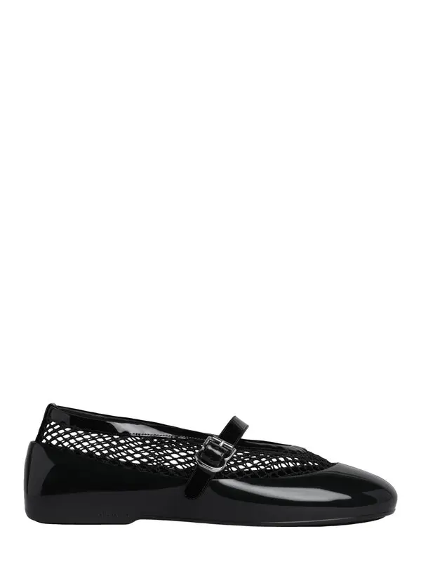 Alaïa Patent Leather Fishnet Ballet Pumps - Black