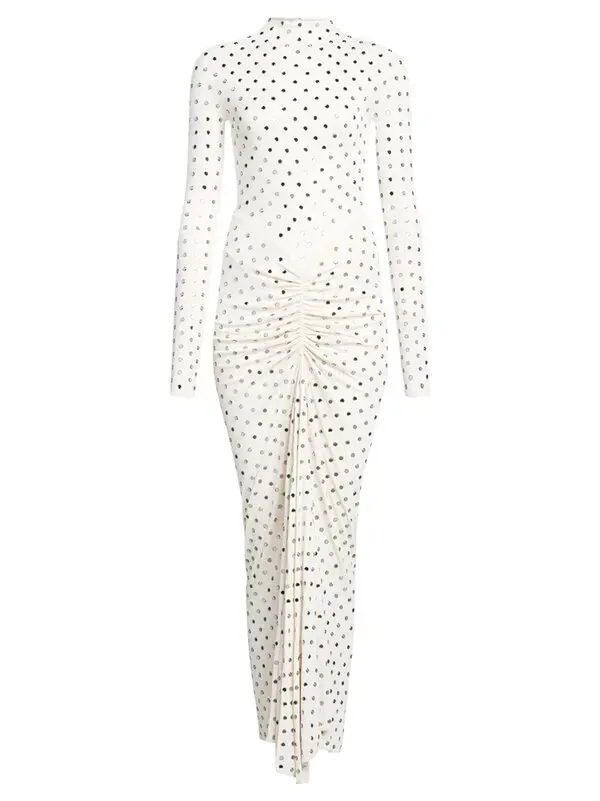 Alaïa Draped Embellished Maxi Dress - White