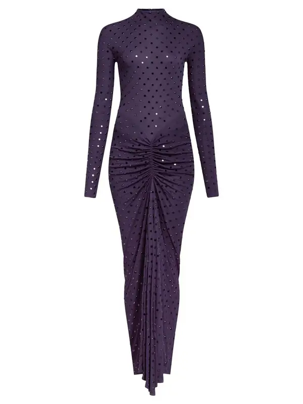 Alaïa Draped Embellished Maxi Dress - Purple