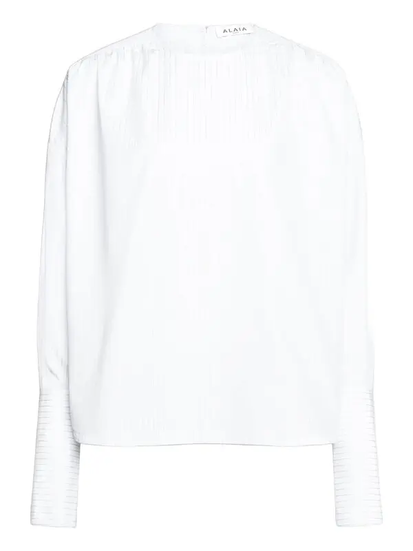 Alaïa Cotton Poplin Ruched Blouse - White