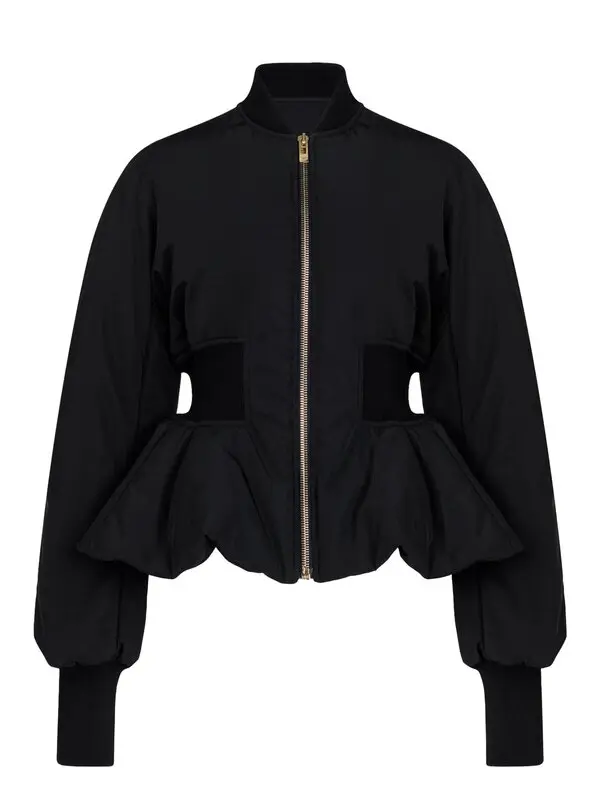 Alaïa Peplum Bomber Jacket - Black