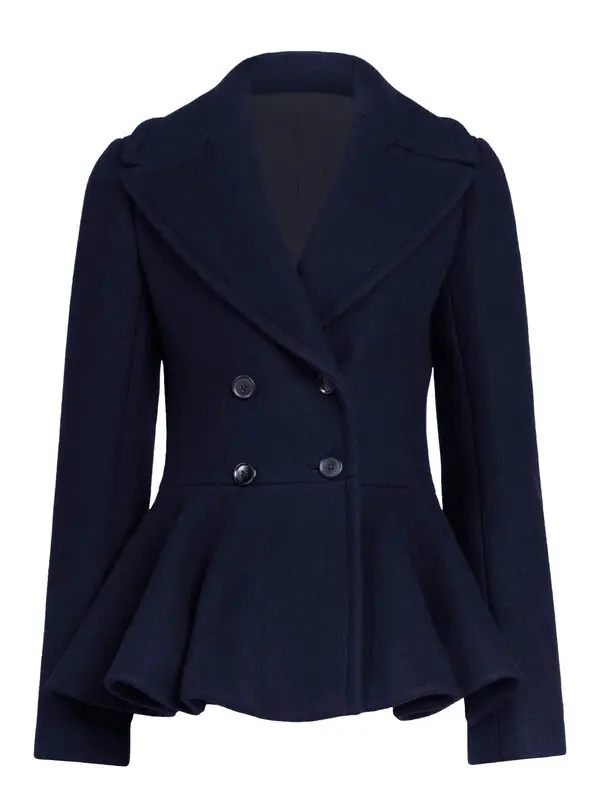 Alaïa Wool-blend Peplum Pea Coat - Blue