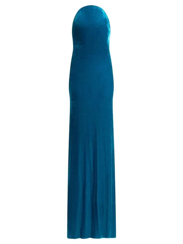 Alaïa Velvet Strapless Sculpture Gown - Blue