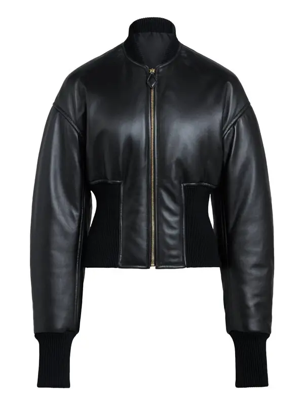 Alaïa Leather Bomber Jacket - Black
