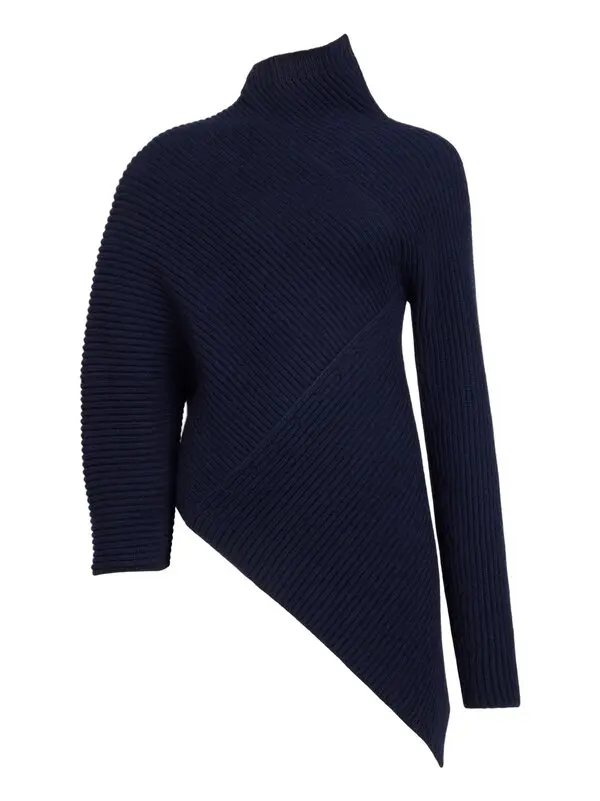 Alaïa Wool-cashmere Asymmetric Sweater - Blue