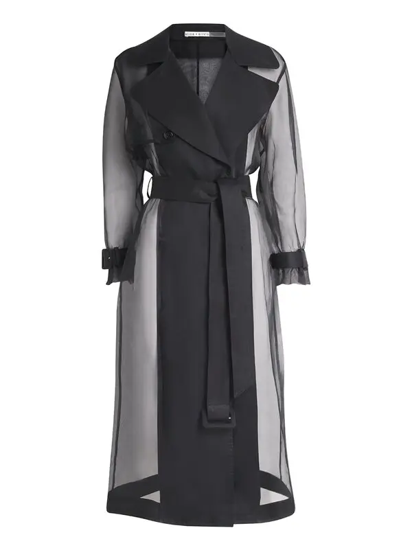 Alice + Olivia Sheer Silvia Trench Coat - Black