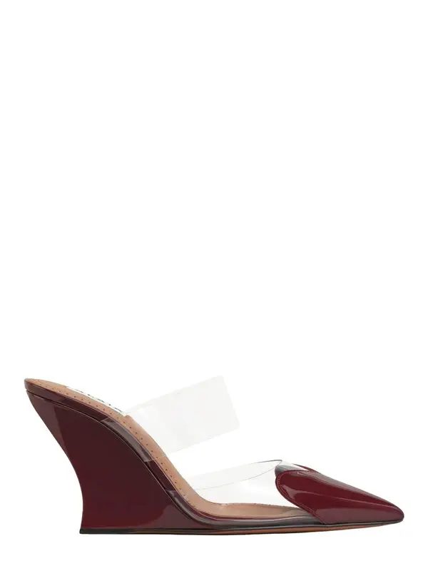 Alaïa Leather-pvc Le Coeur Wedge Mules - Red
