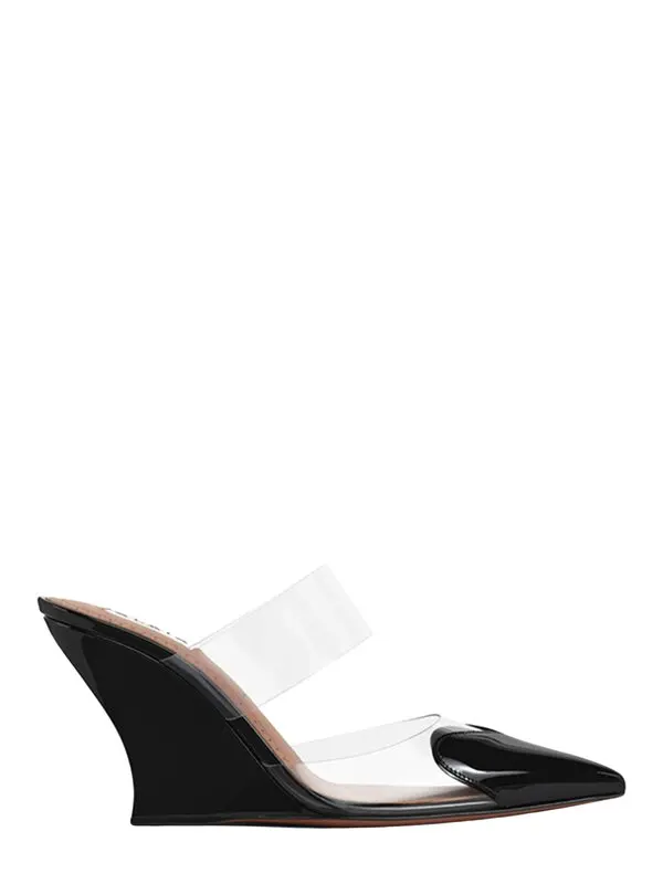 Alaïa Leather-pvc Le Coeur Wedge Mules - Black